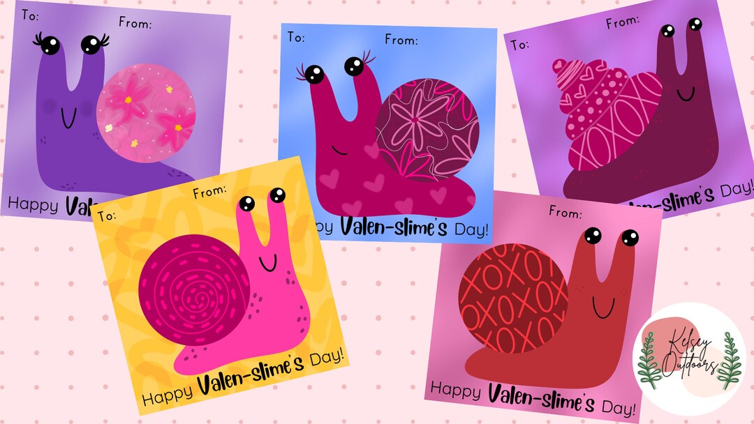 Printable Snail Valentines - Digital Download Colorful Snail Valentine ...