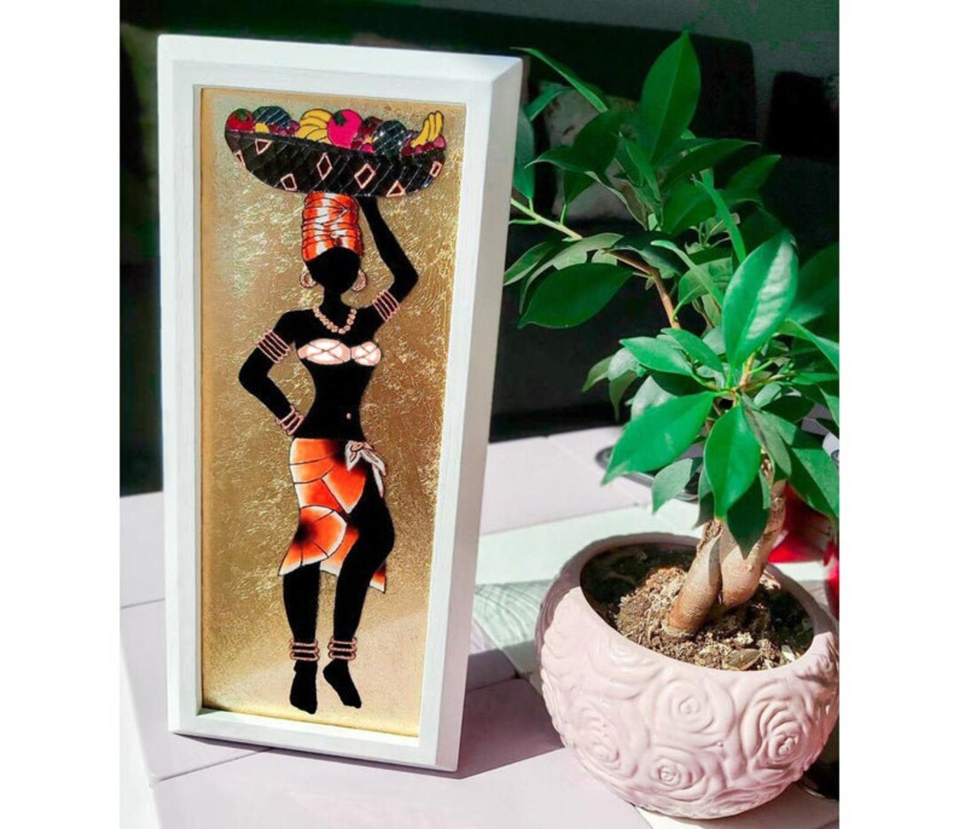 Stained Glass African Women , Glass Painting . Wall Art , Painted Glass ...