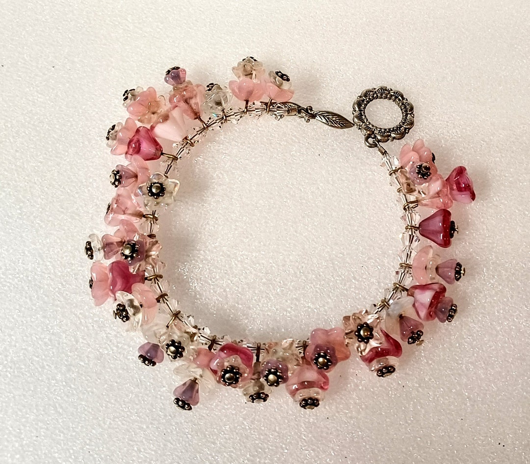 3D Pink Rose Bracelet - Etsy