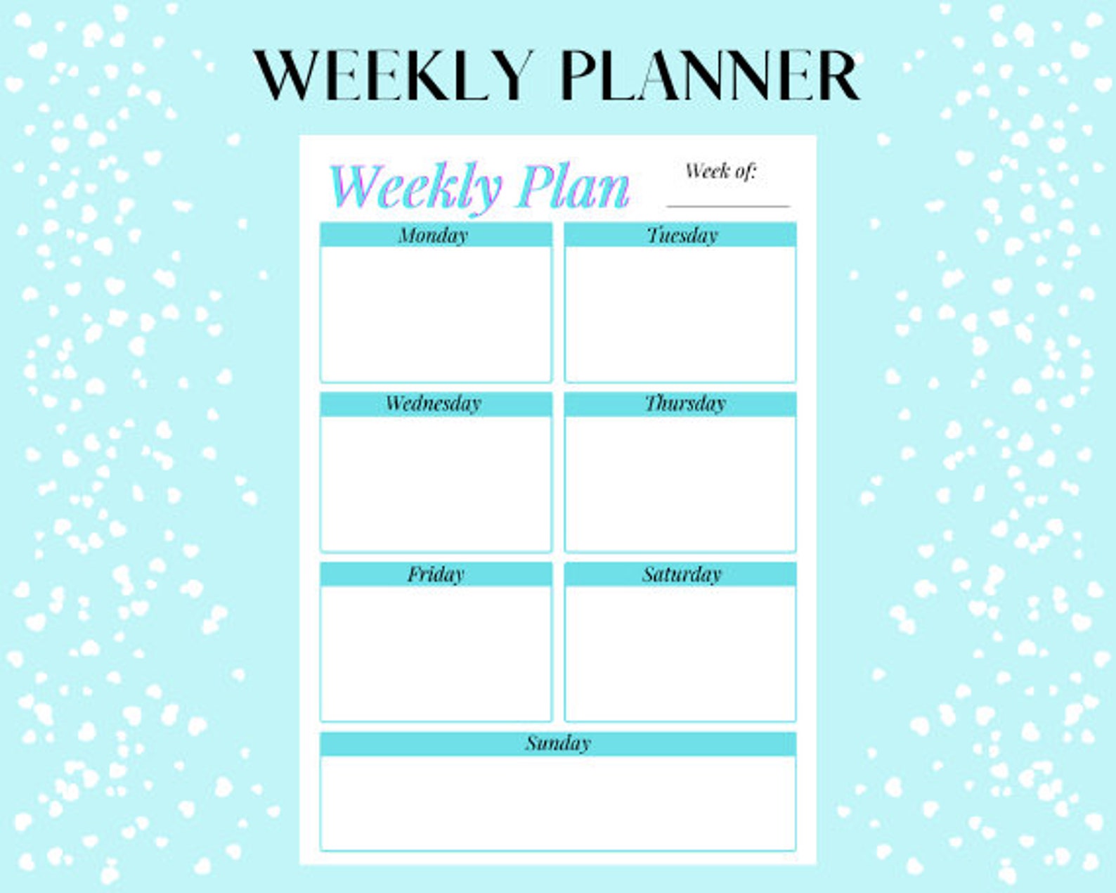 Simple Weekly Printable to Do List, Printable Planner, Multiple Colors ...
