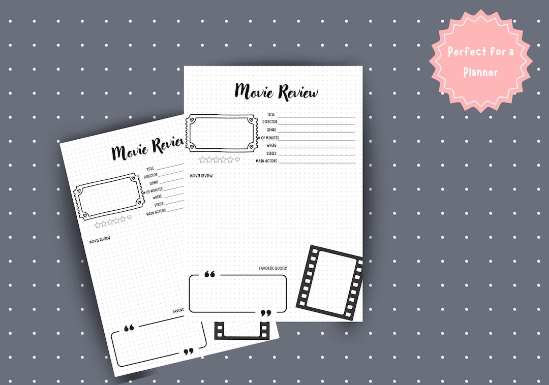 Digital Movie Review, Template for Planners, Printable Film Review ...