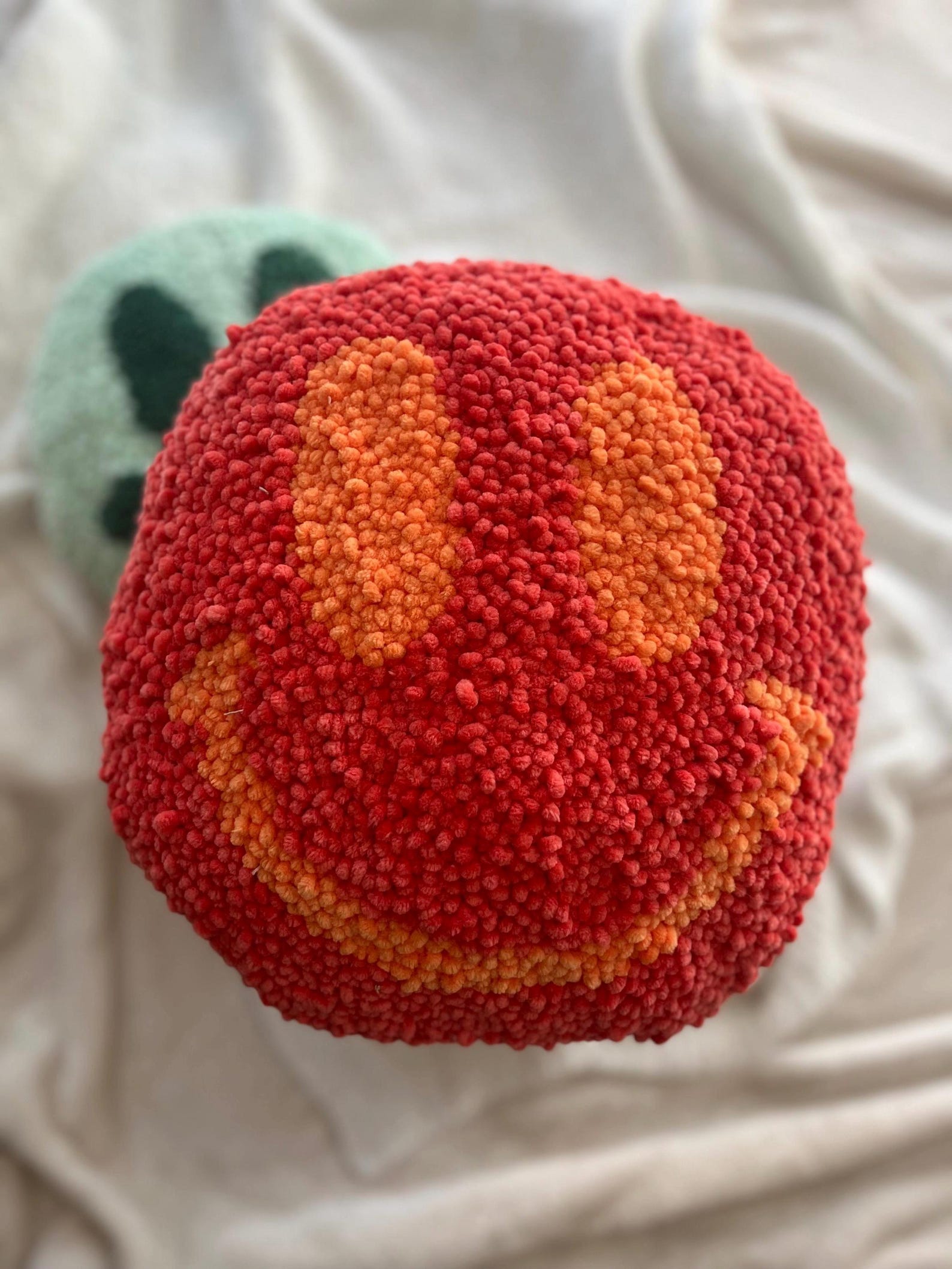 Handmade Smiley Face Tufted Pillow Soft Plush Decorative Cushion, Cozy ...