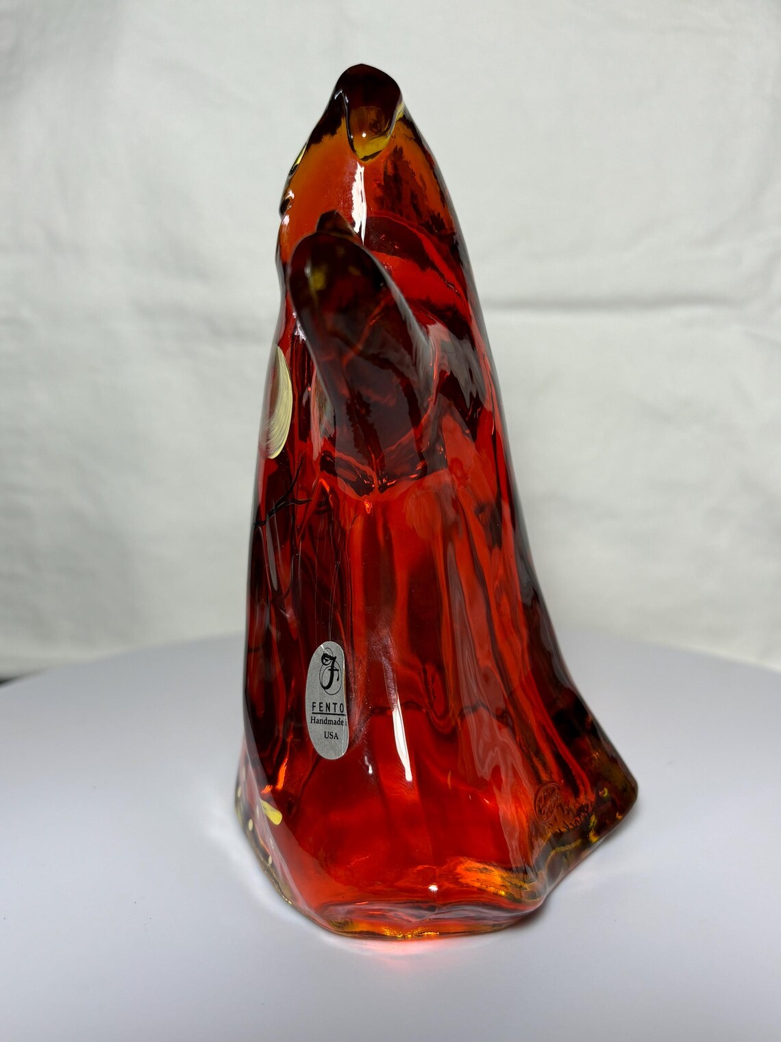 Fenton Orange Glass Ghost With Owl and Moon - Etsy