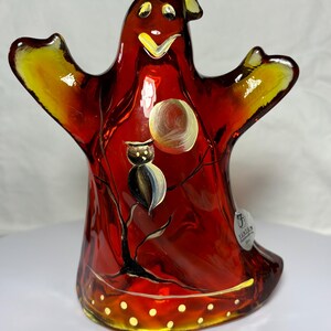 Fenton Orange Glass Ghost With Owl and Moon - Etsy