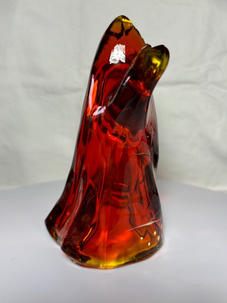 Fenton Orange Glass Ghost With Owl and Moon - Etsy