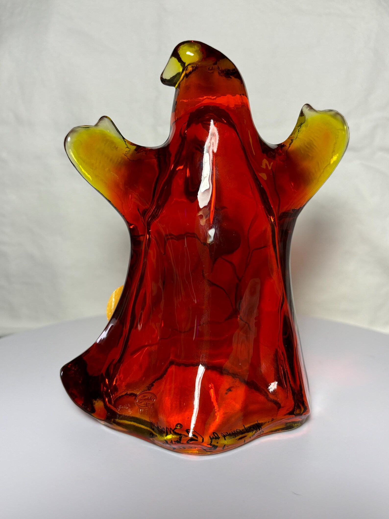 Fenton Orange Glass Ghost With Owl and Moon - Etsy