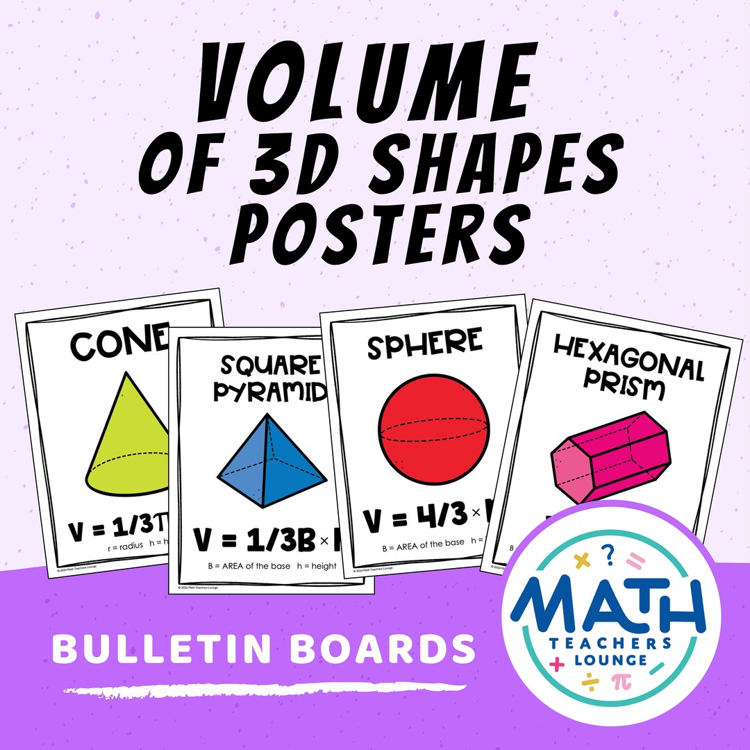 Volume of 3D Shapes Posters - Math Bulletin Board - Etsy