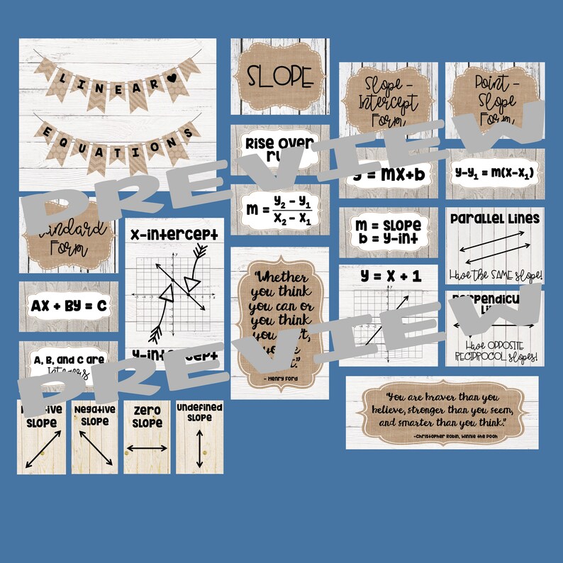 Linear Equations Bulletin Board - Shabby Chic - Etsy