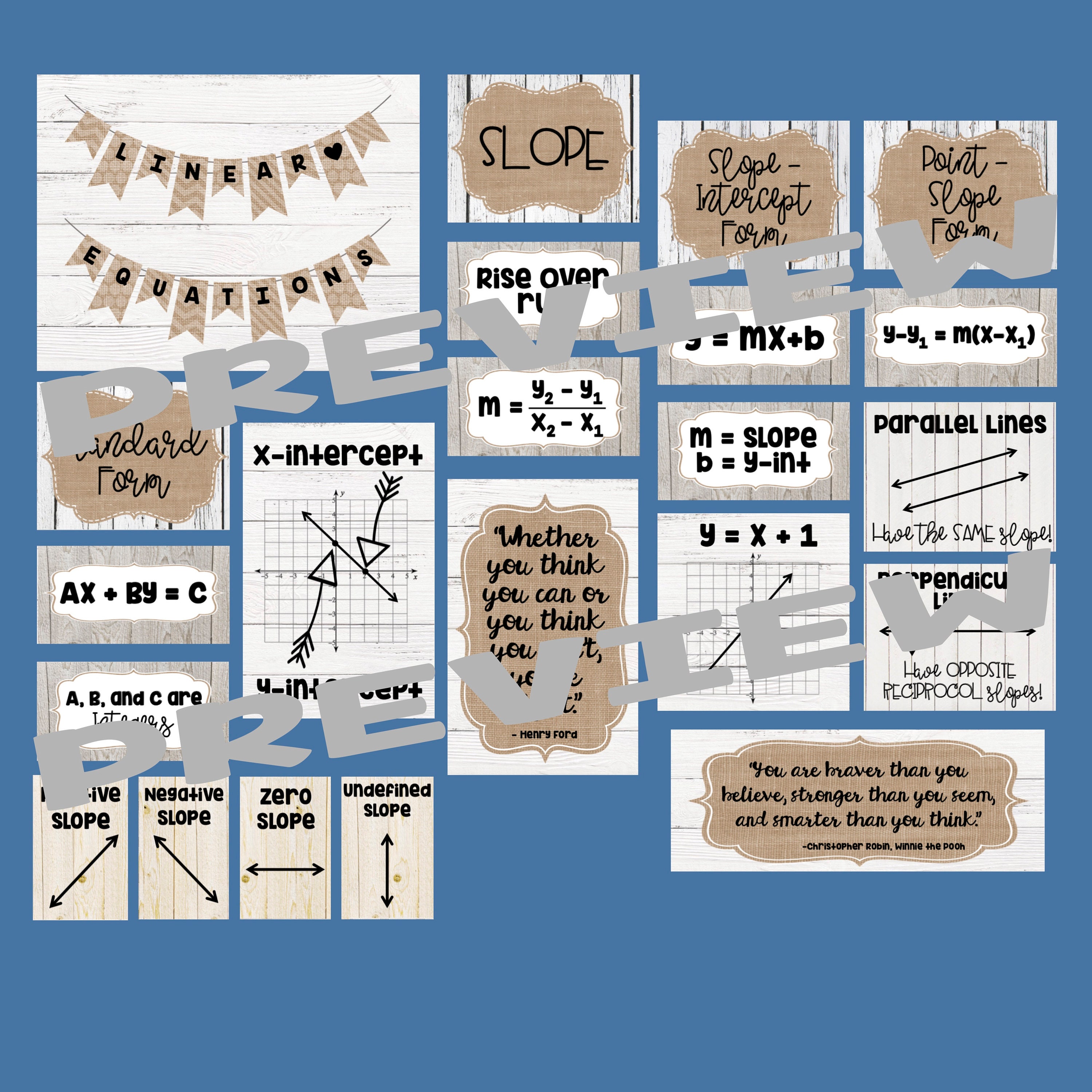 Linear Equations Bulletin Board - Shabby Chic - Etsy