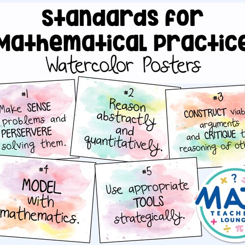 Standards of Mathematical Practice Watercolor Posters - Etsy