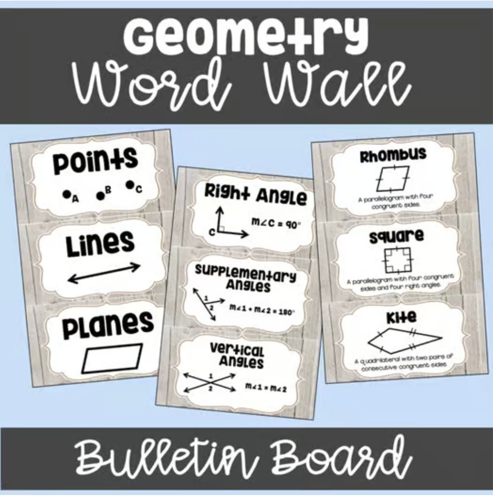 Geometry Word Wall - Bulletin Board - Etsy