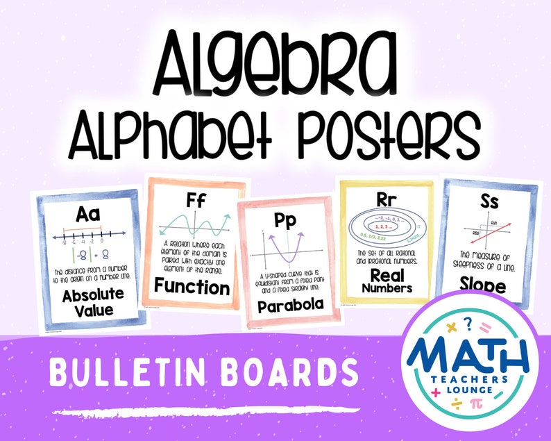 Algebra Alphabet Posters Math Classroom Bulletin Board - Etsy