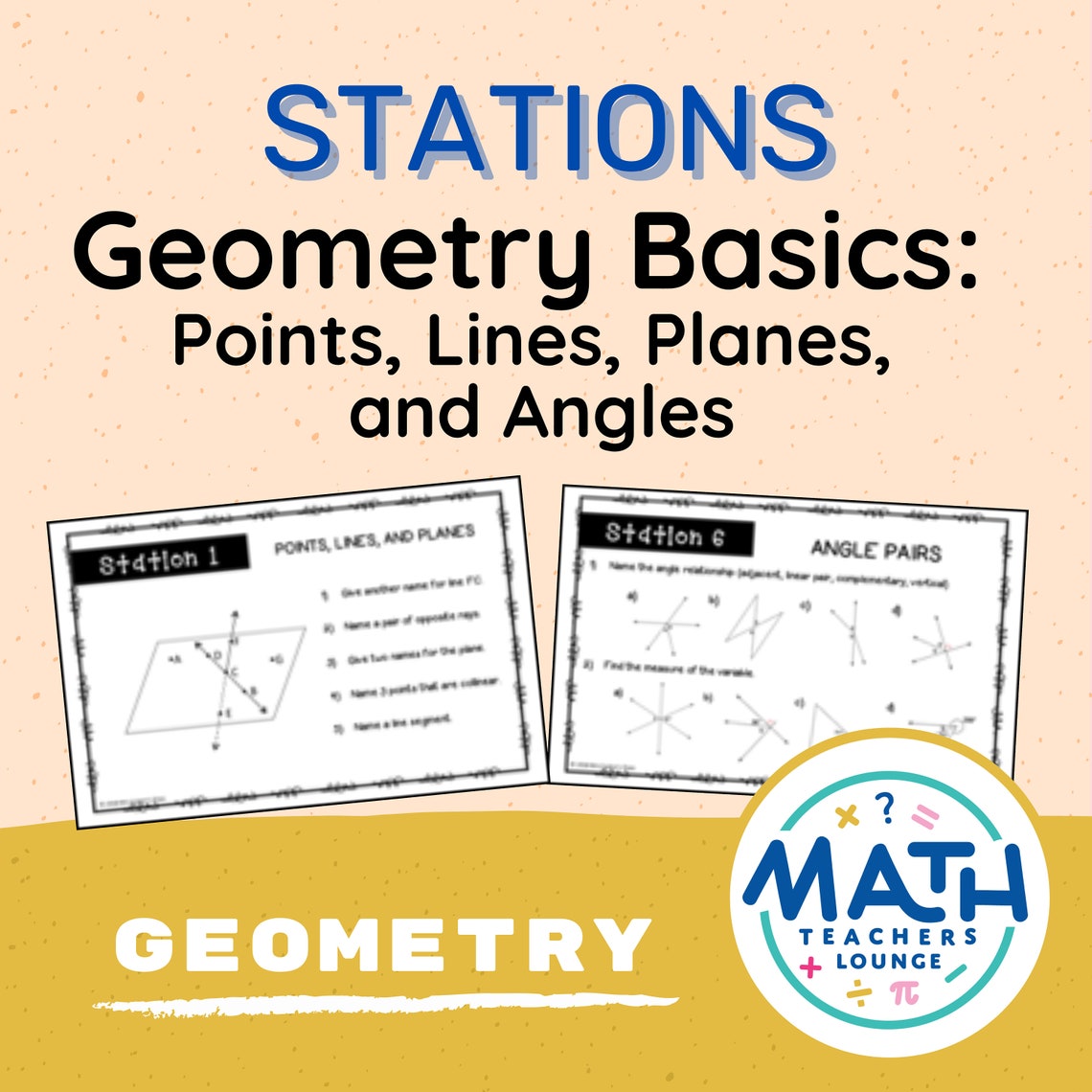 Geometry Basics: Points Lines and Planes - Stations Activity - Etsy