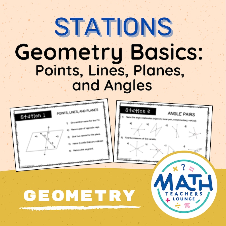 Geometry Basics: Points Lines and Planes - Stations Activity - Etsy