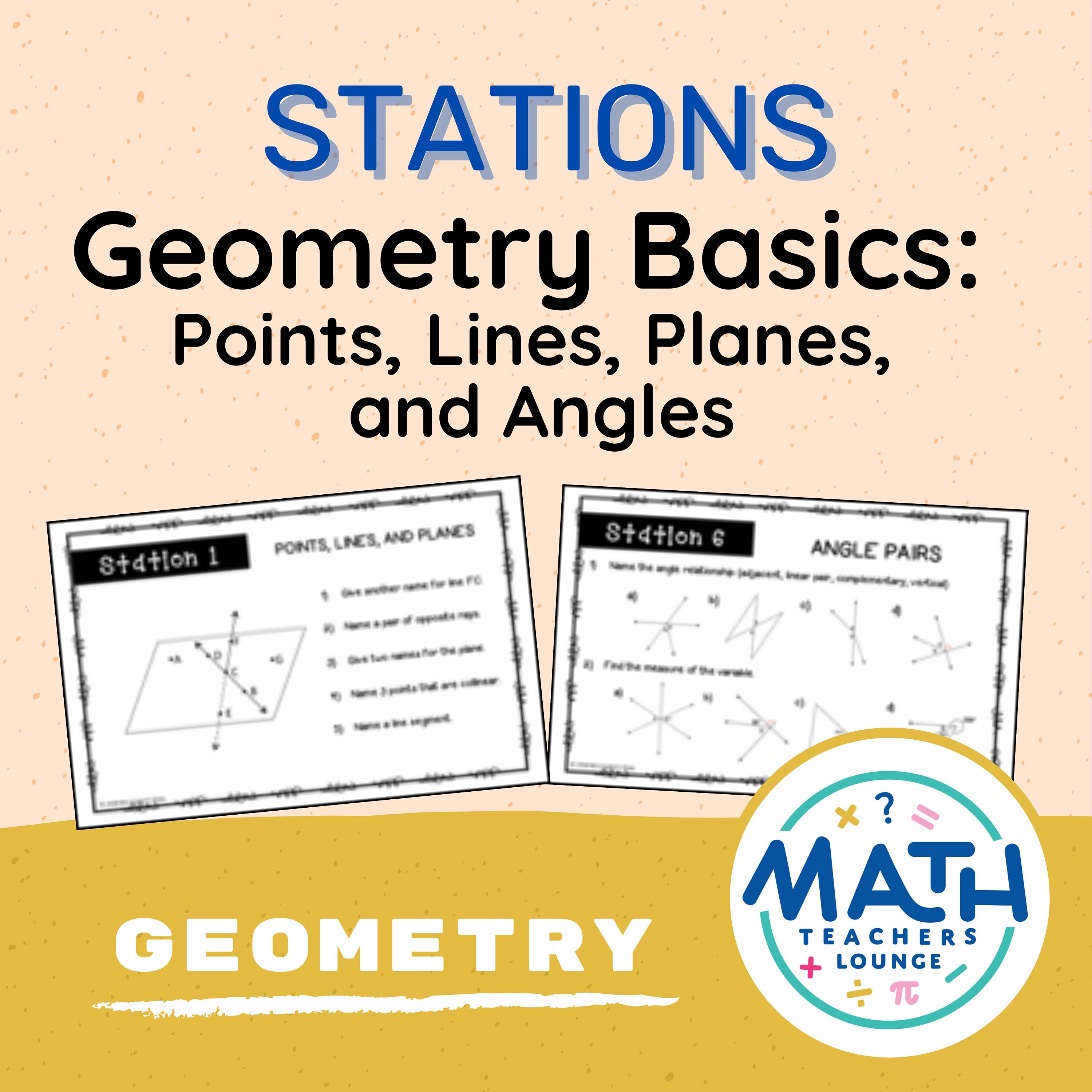 Geometry Basics: Points Lines and Planes - Stations Activity - Etsy