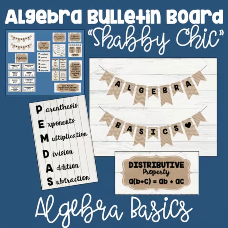 Algebra Basics Bulletin Board - Shabby Chic - Etsy