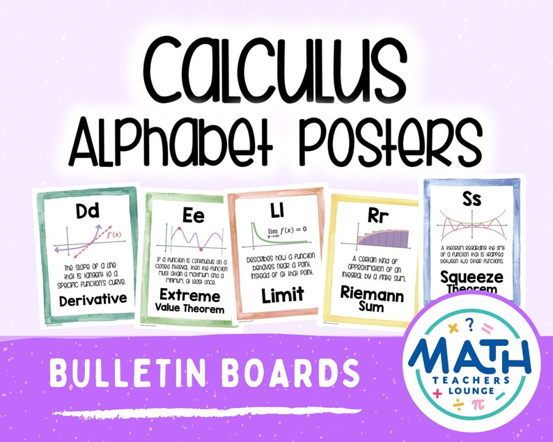 Calculus Alphabet Posters Math Classroom Bulletin Board - Etsy