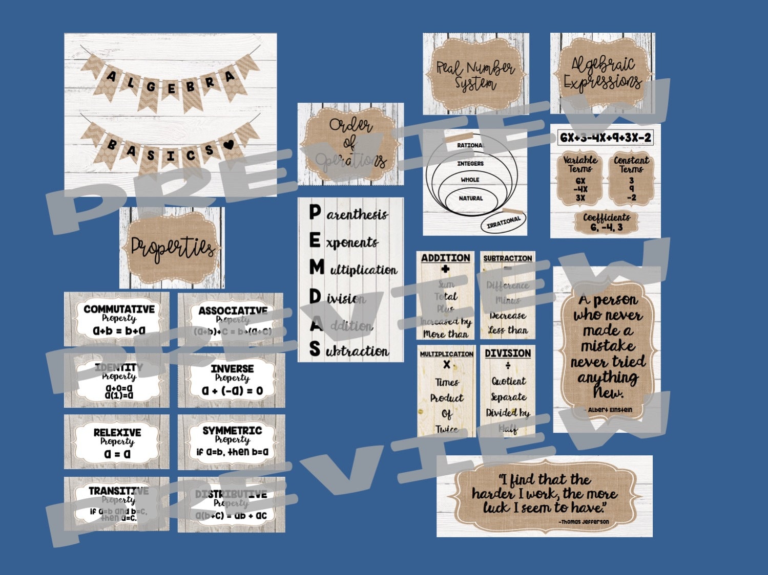 Algebra Basics Bulletin Board - Shabby Chic - Etsy