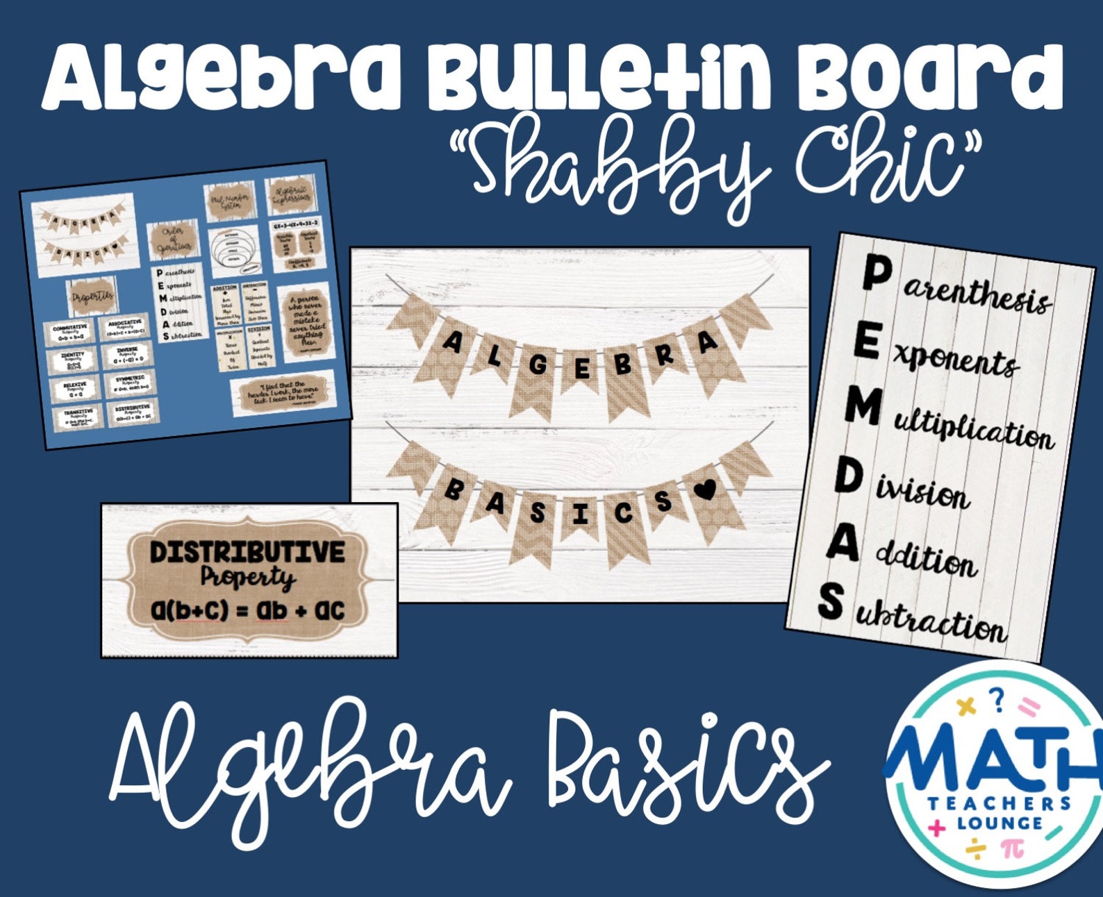 Algebra Basics Bulletin Board Shabby Chic - Etsy