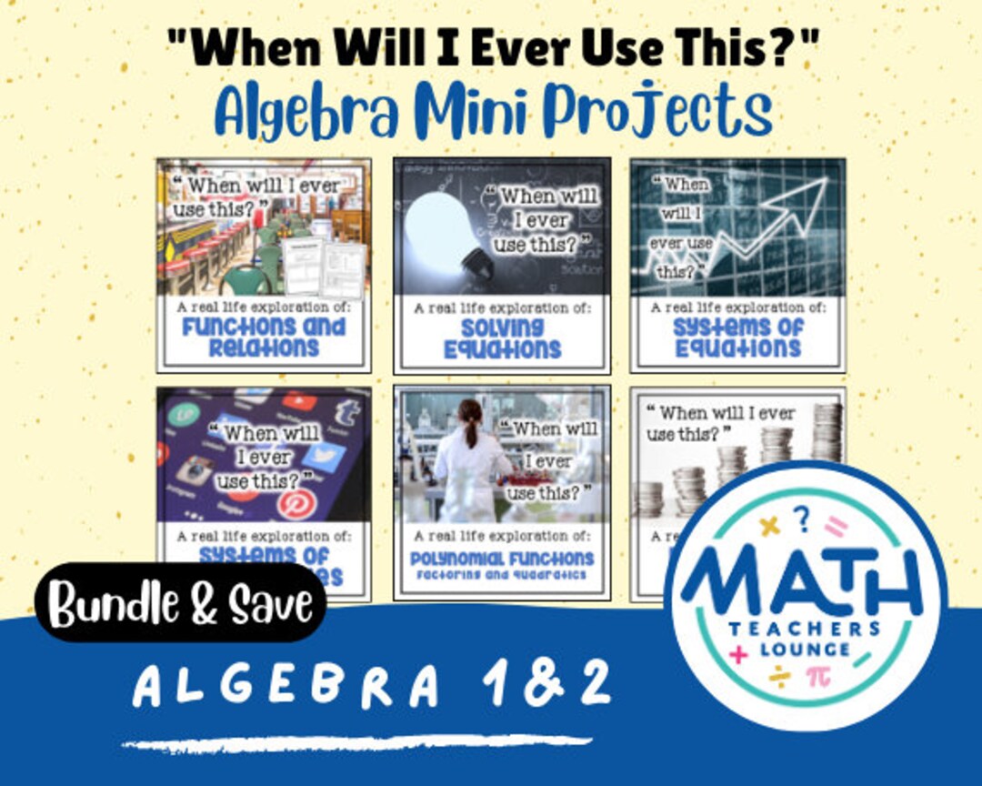 When Will I Ever Use This? - Real Life Algebra Projects - Etsy