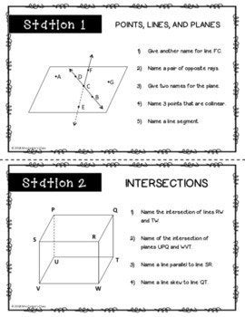 Geometry Basics: Points Lines and Planes - Stations Activity - Etsy