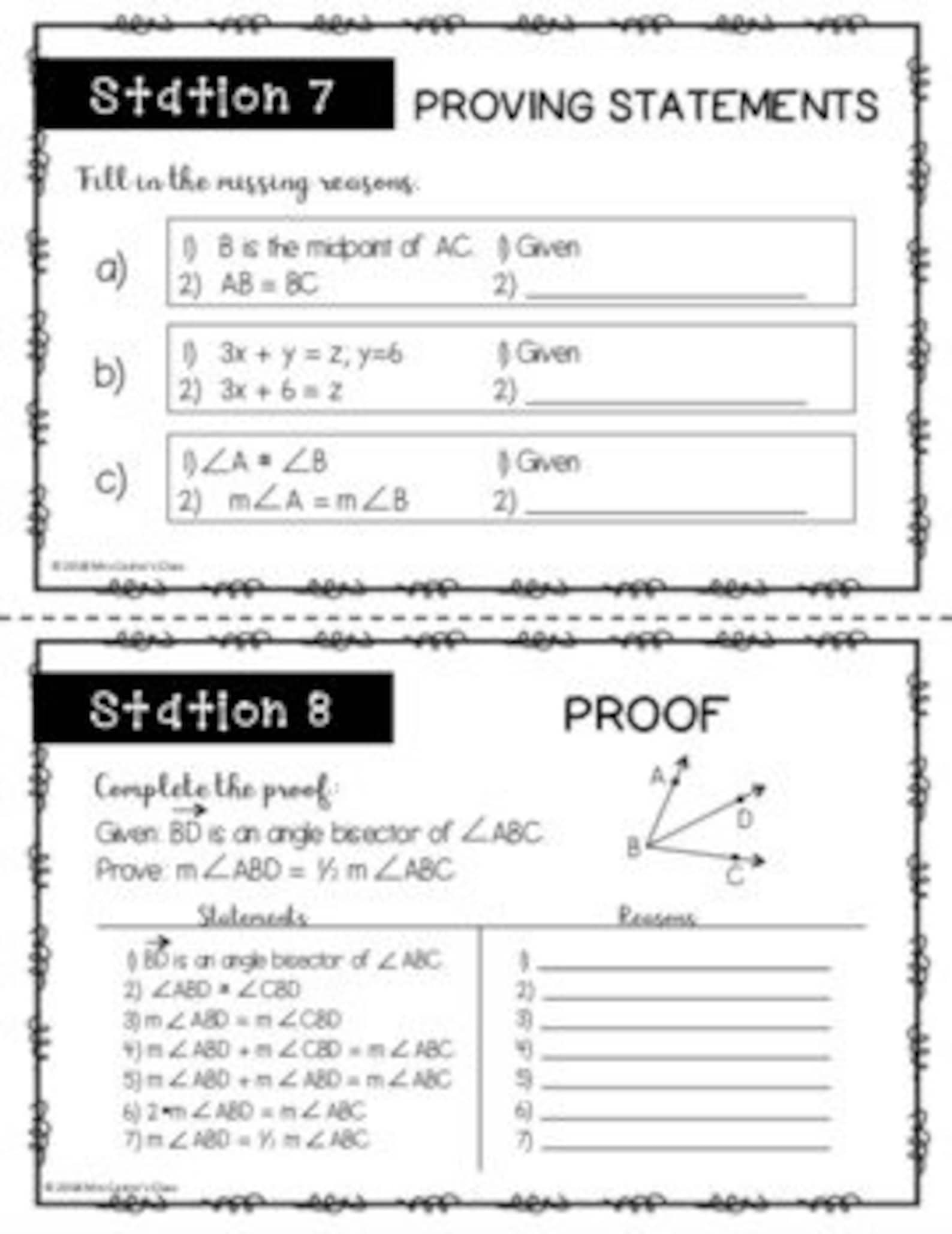 Geometry Proof and Reasoning - Stations Activity - Etsy