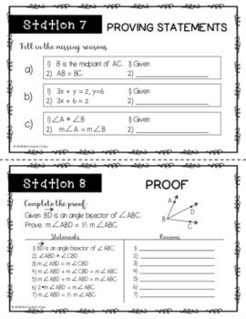 Geometry Proof and Reasoning - Stations Activity - Etsy
