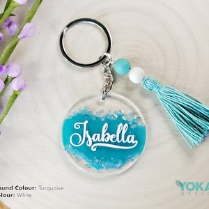 Holographic Glitter Round Keychain | Pastel Colour Acrylic / Resin Tag ...