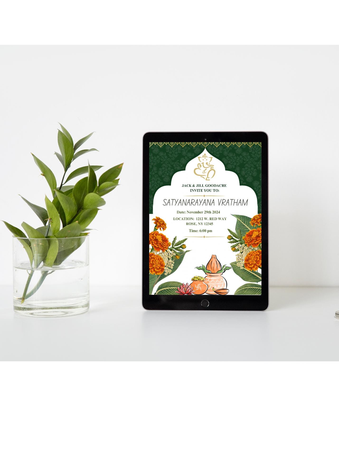 Traditional Indian Pooja Invitation – Fully Editable Canva Template - Etsy