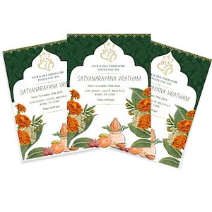 Traditional Indian Pooja Invitation – Fully Editable Canva Template - Etsy