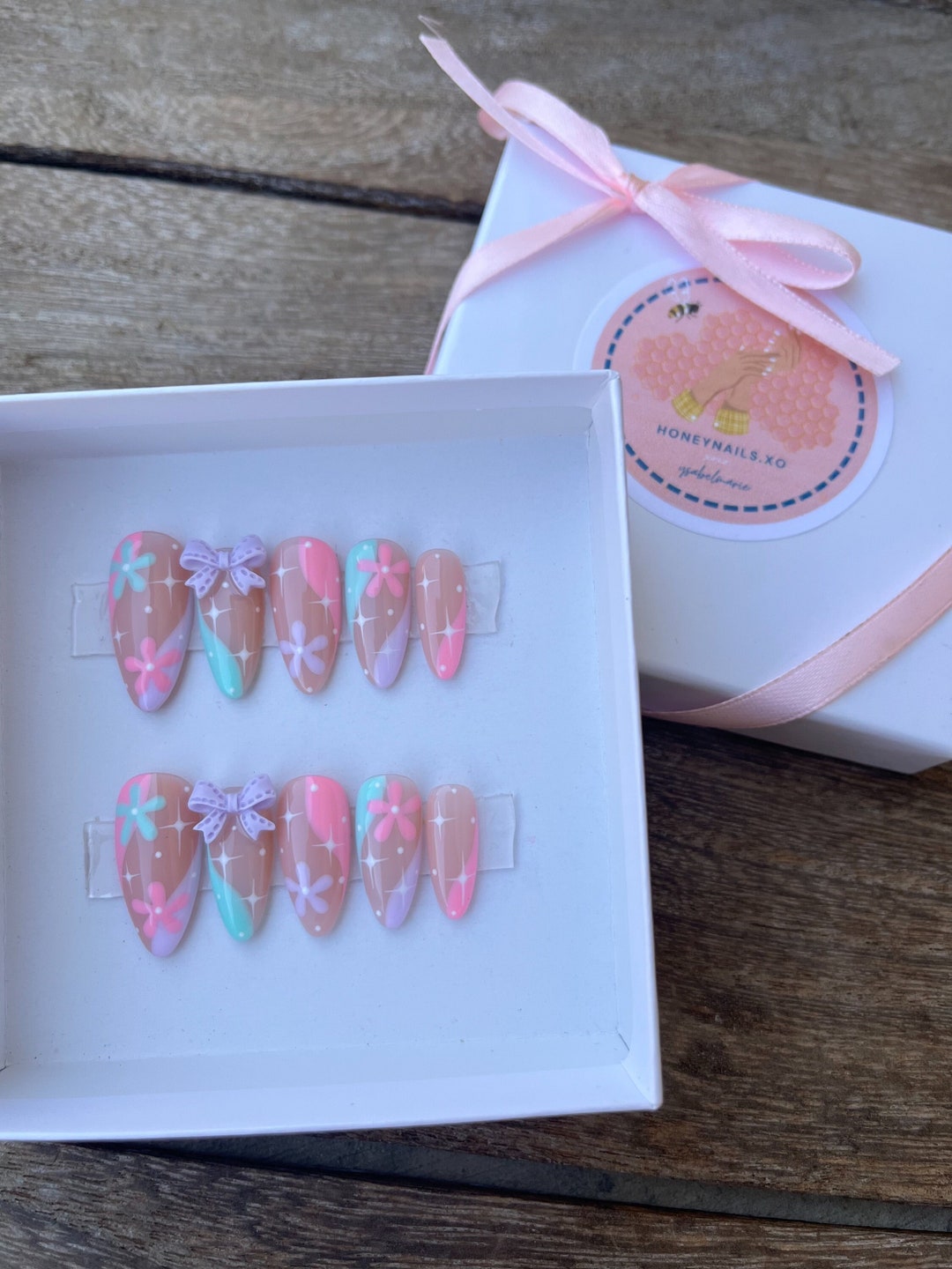 Flower Colorburst Press on Nails | 3D Charm | Spring Nails | Summer ...