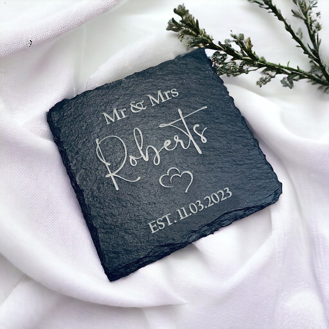 Personalized Mr & Mrs Slate Coaster, Wedding Gift - Etsy