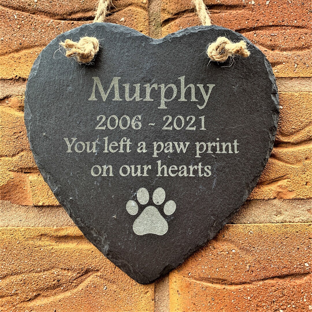 Personalised Hanging Heart Memorial Plaque, Grave Decoration, Heart ...