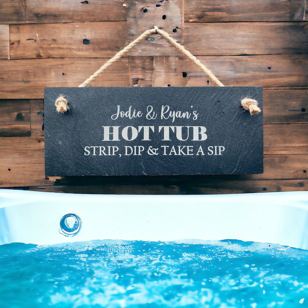 Personalised Slate Hot Tub Sign, Hanging Slate Sign, Hot Tub ...