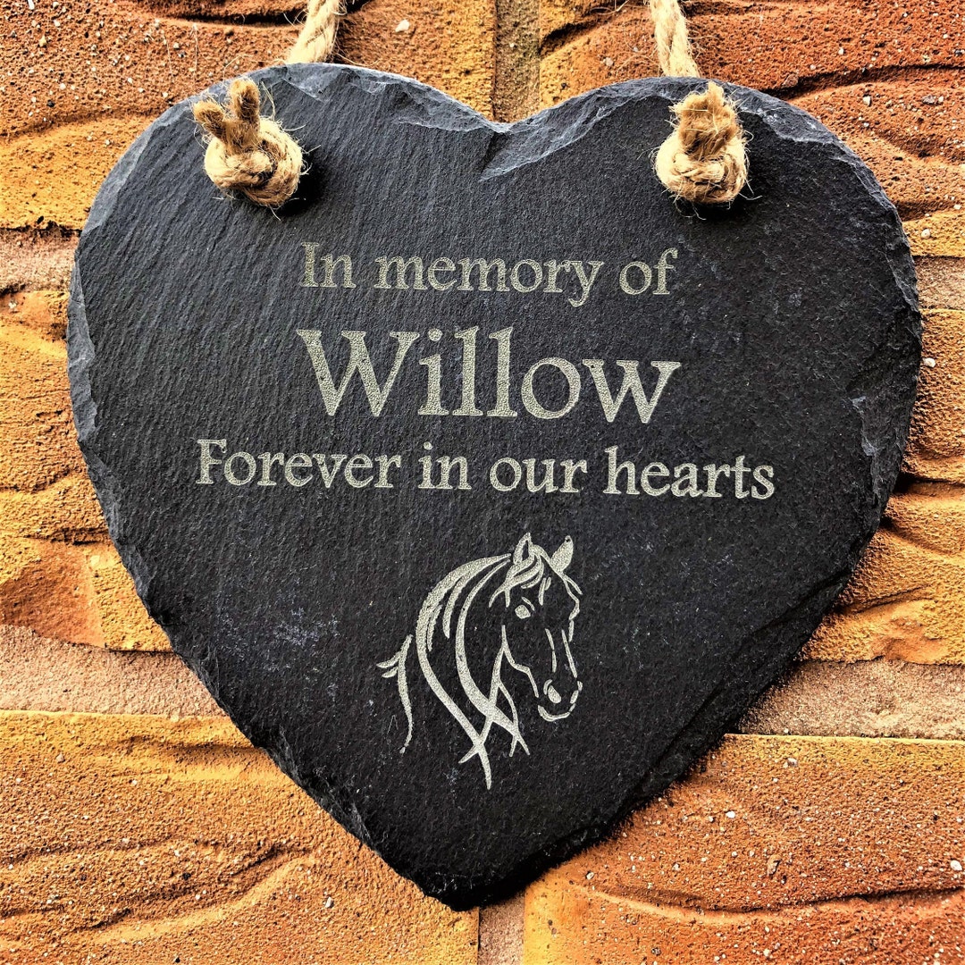 Personalised Hanging Heart Memorial Plaque, Grave Decoration, Heart ...
