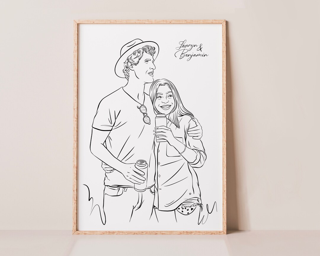 Custom Couple Line Portrait, Custom Drawing From Photo, Custom Line Art ...
