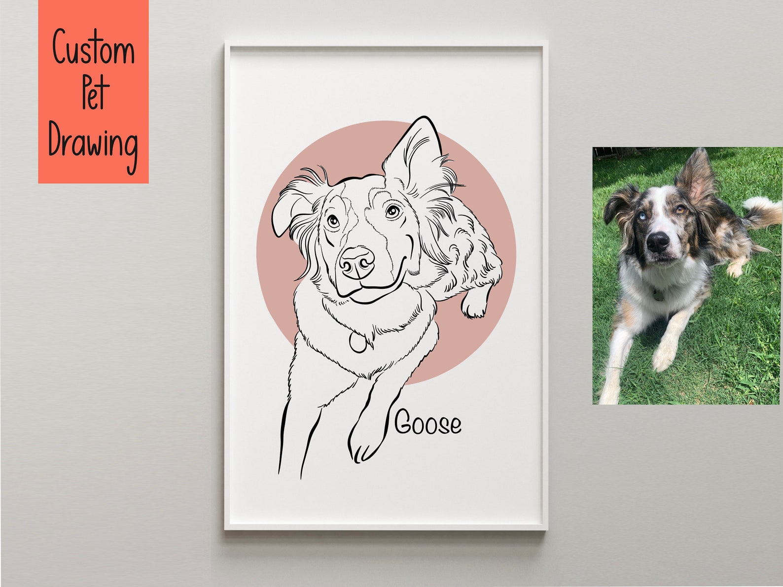 Custom Line Dog Portrait Pet Portrait Drawing From Photo - Etsy