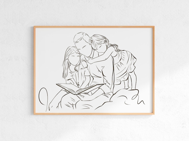 Custom Faceless Family Portrait Line Art, Personalized Family and Pet ...