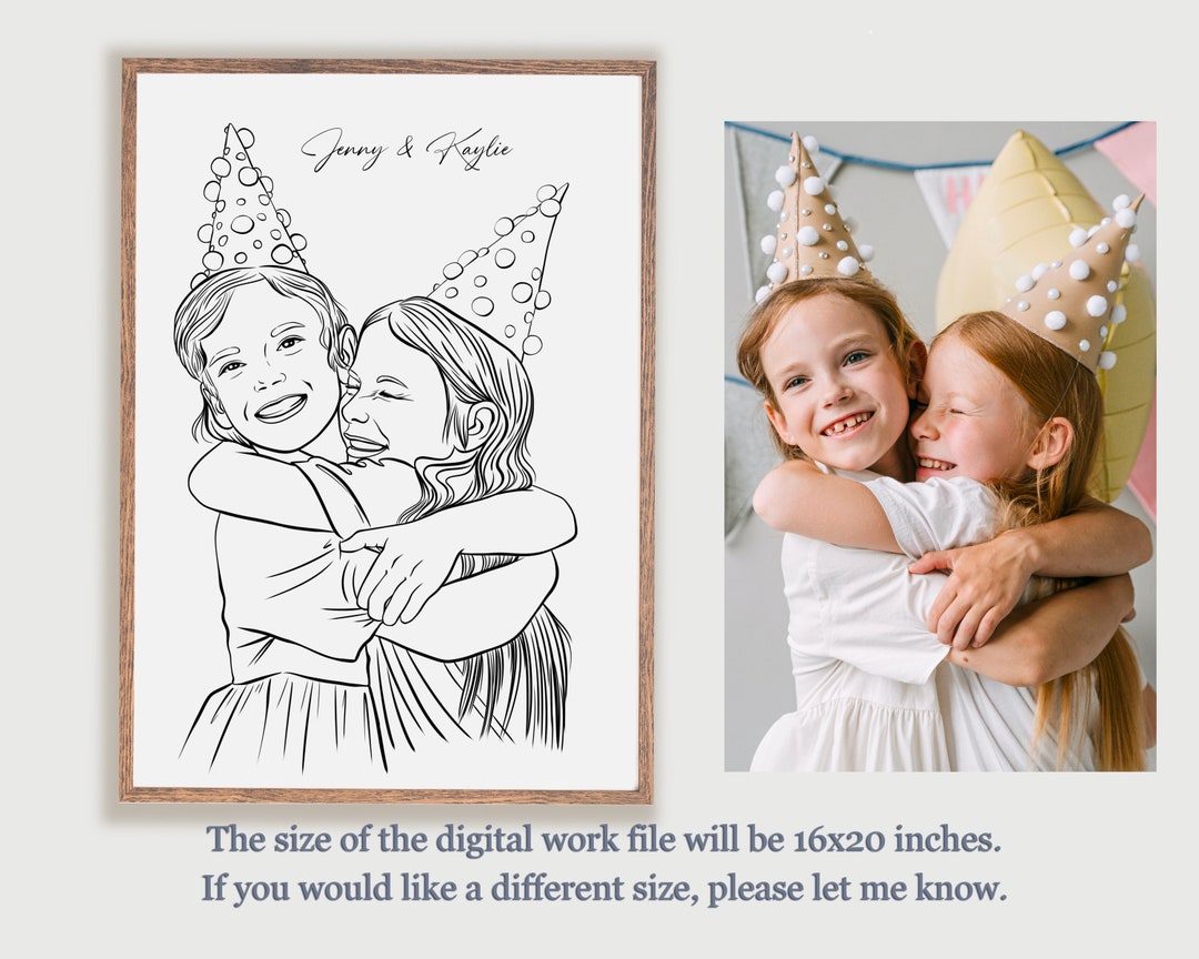 Custom Line Child Portrait, Custom Drawing From Photo, Minimalist ...