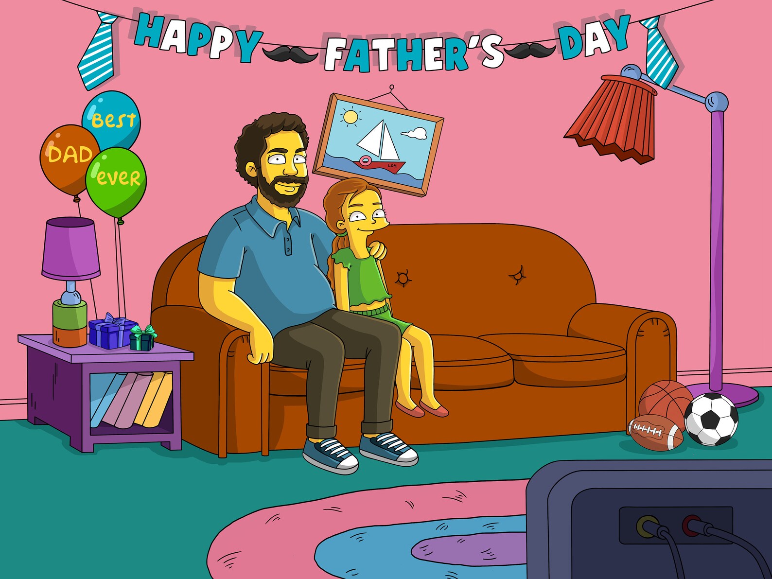 Simpsons Fathers Day Couch Full Body Simpsons Etsy