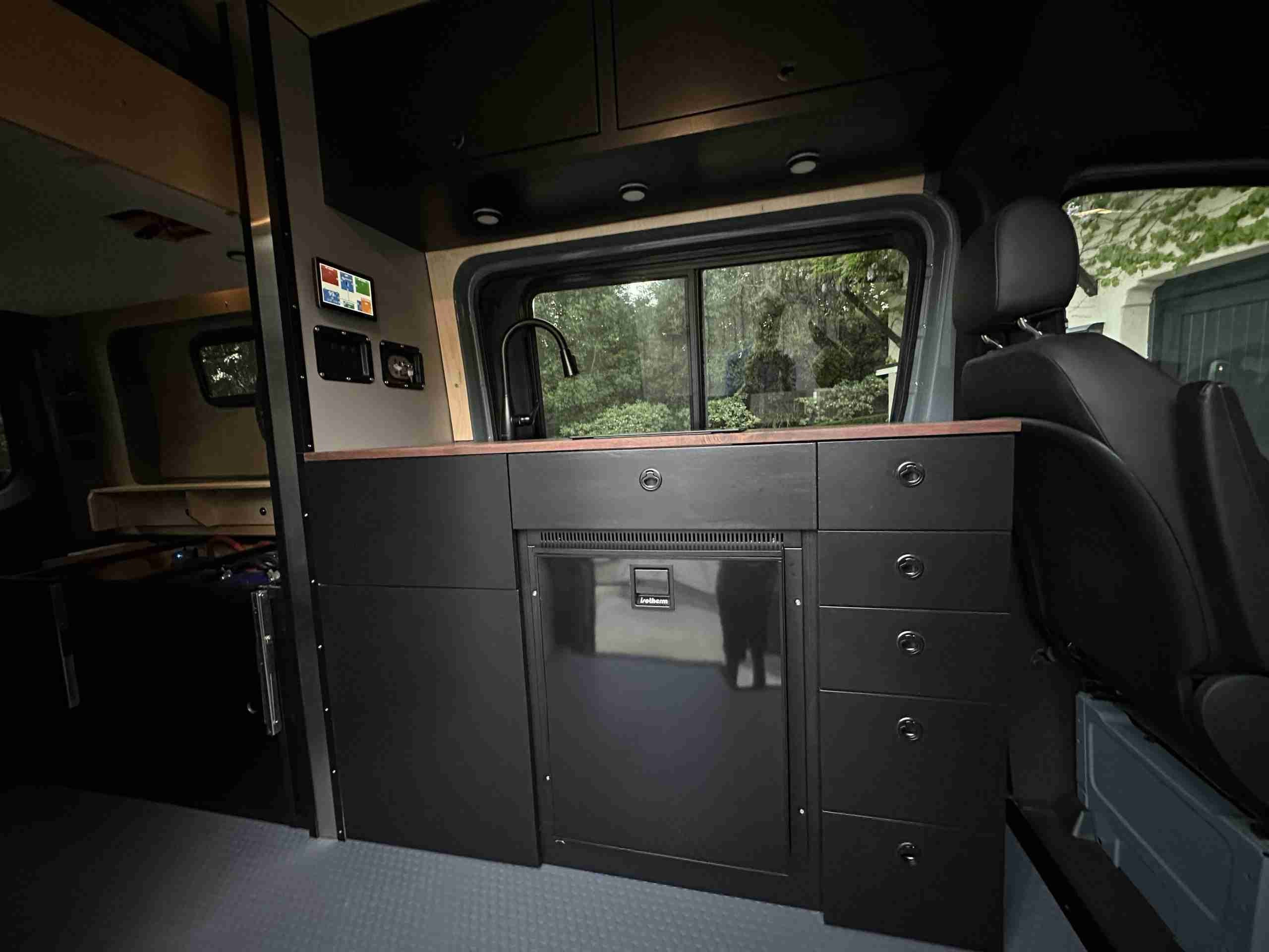 Mercedes Sprinter Camper Van Kitchen Galley, Birch Wood Wooden Cabinets ...