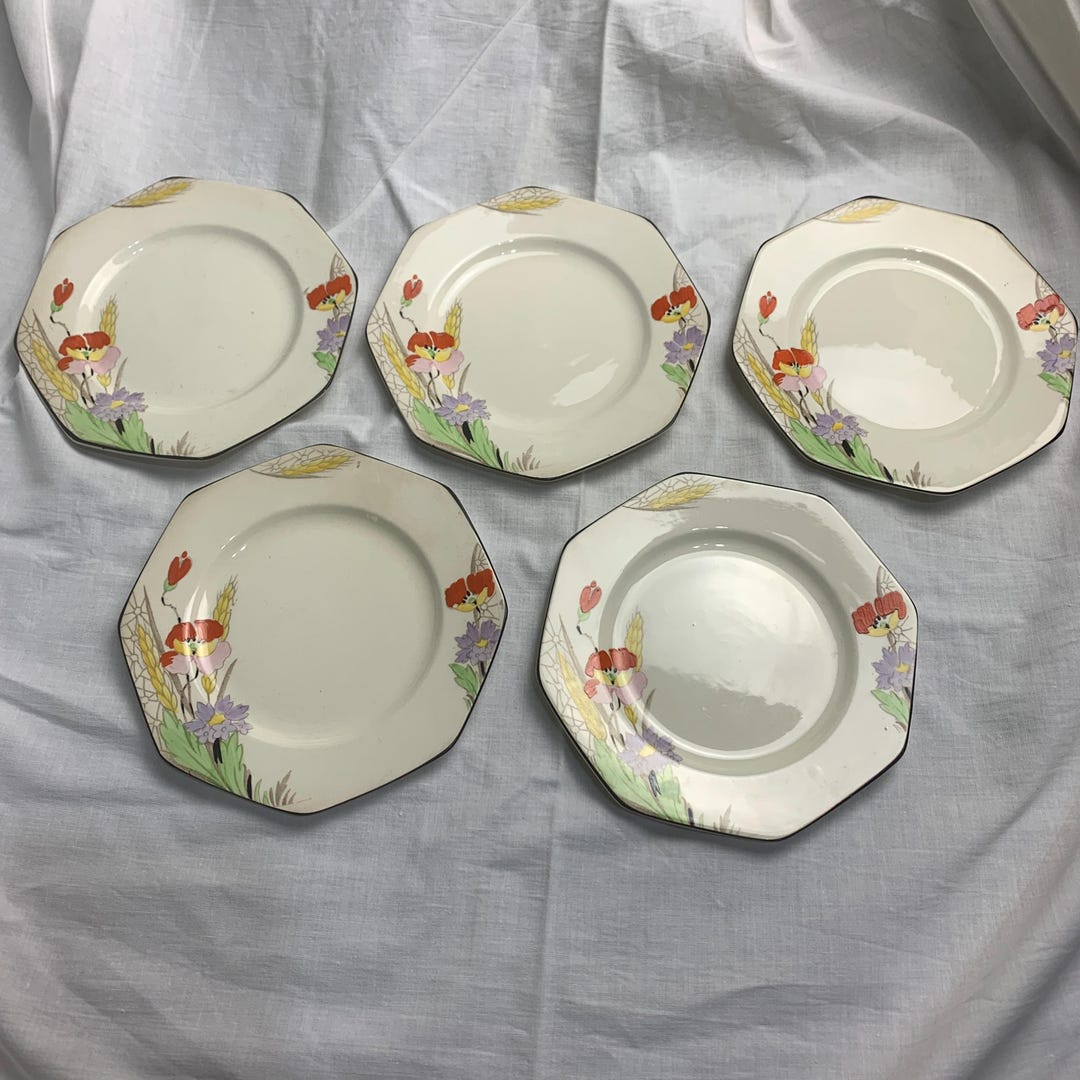 Tams Ware Poppy Art Deco Square Side Plates X 5 - Etsy UK