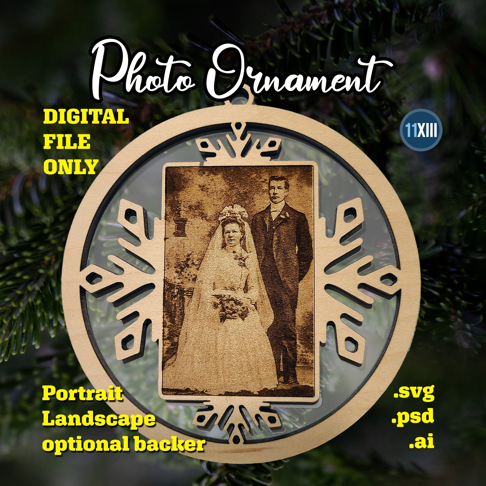 DIGITAL File-photo Ornament SVG With Optional Backer for Glowforge ...