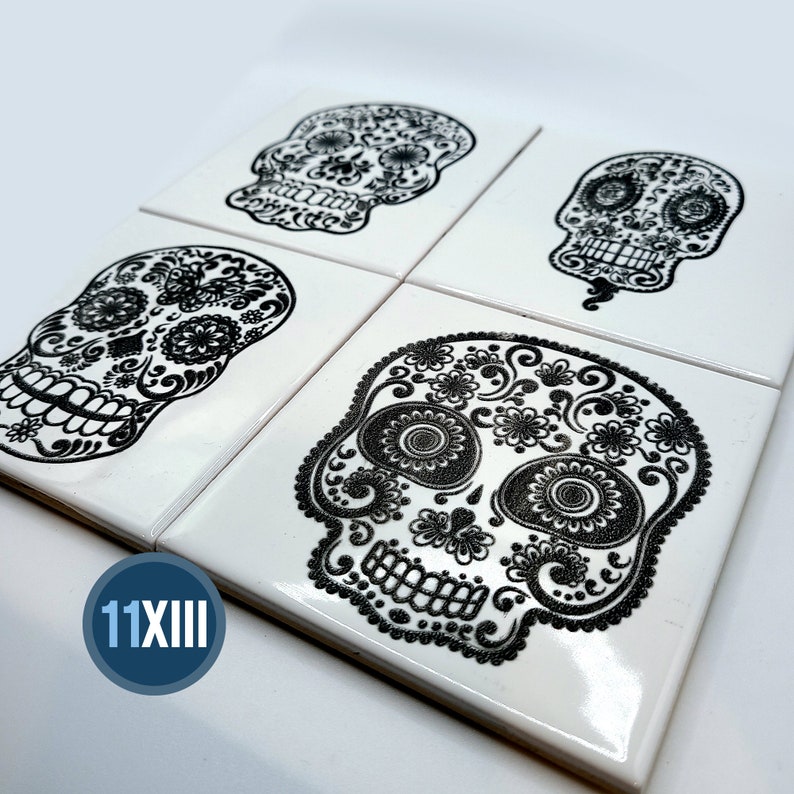 Sugar Skull Tile Coasters - Etsy