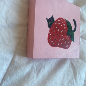 Strawberry Cat Wooden Block - Etsy