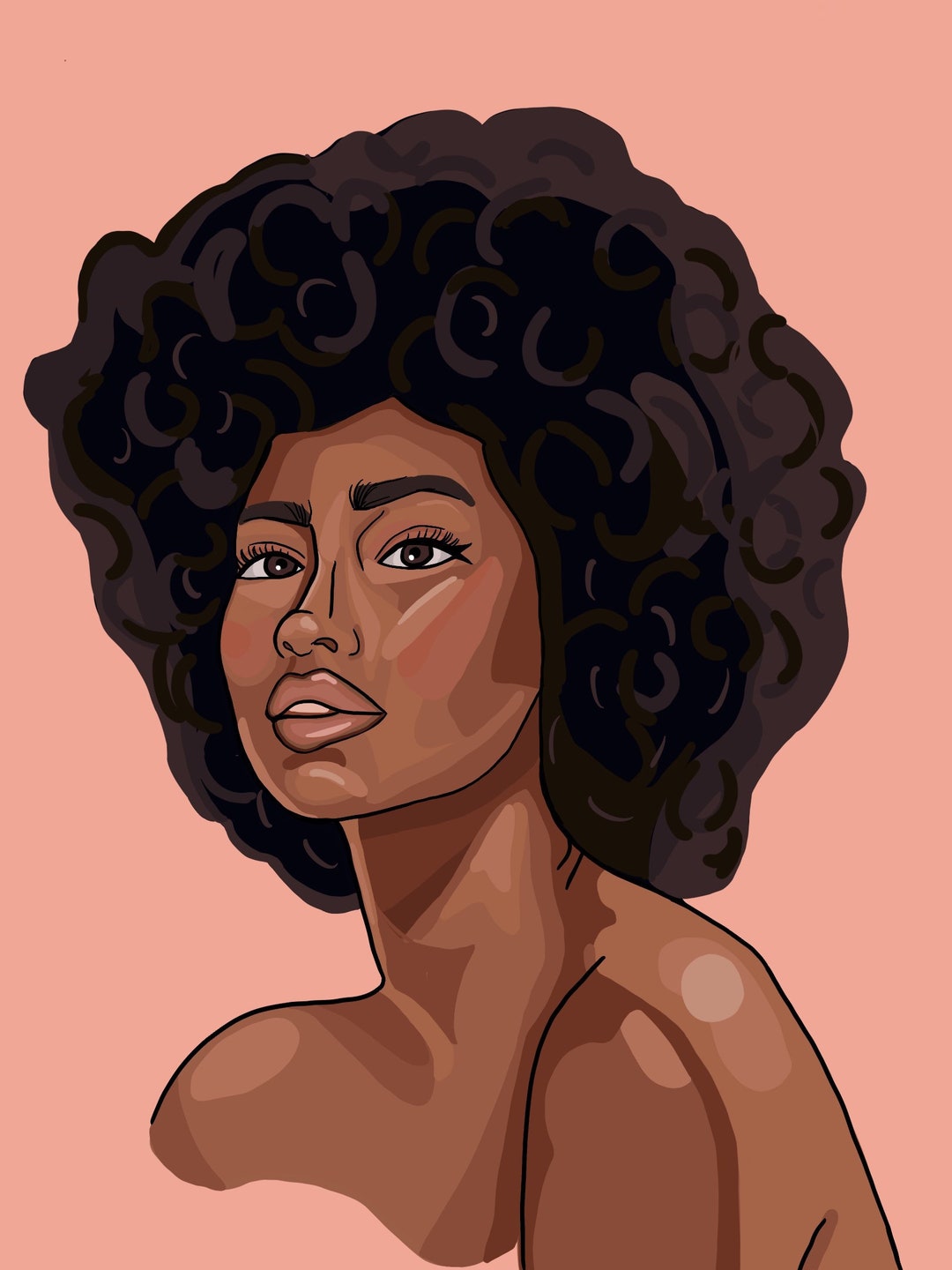 Peachy Girl Digital Art Print - Etsy