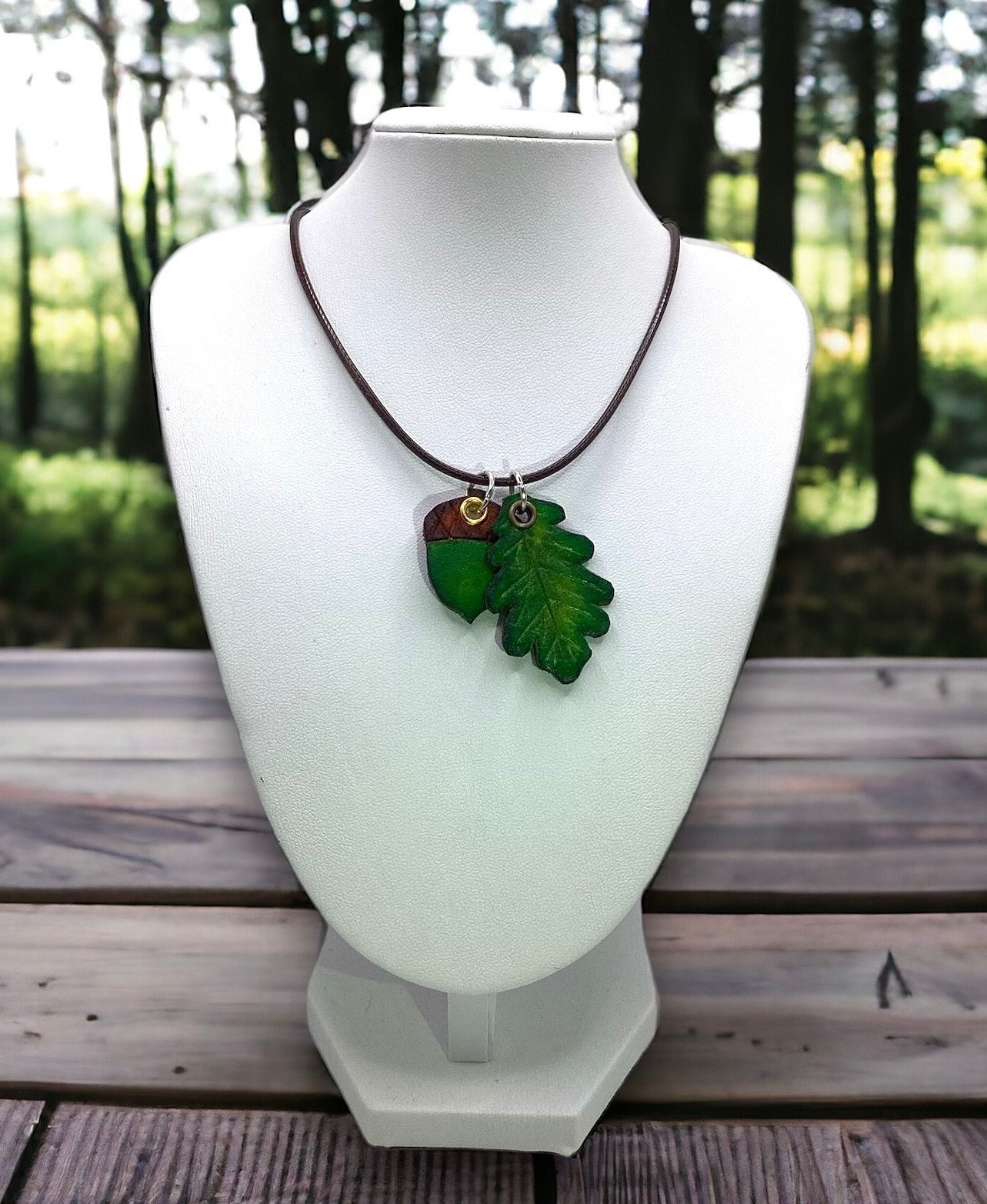 Festival Flourish: Handmade Oak Leaf & Acorn Leather Necklace - Perfect ...