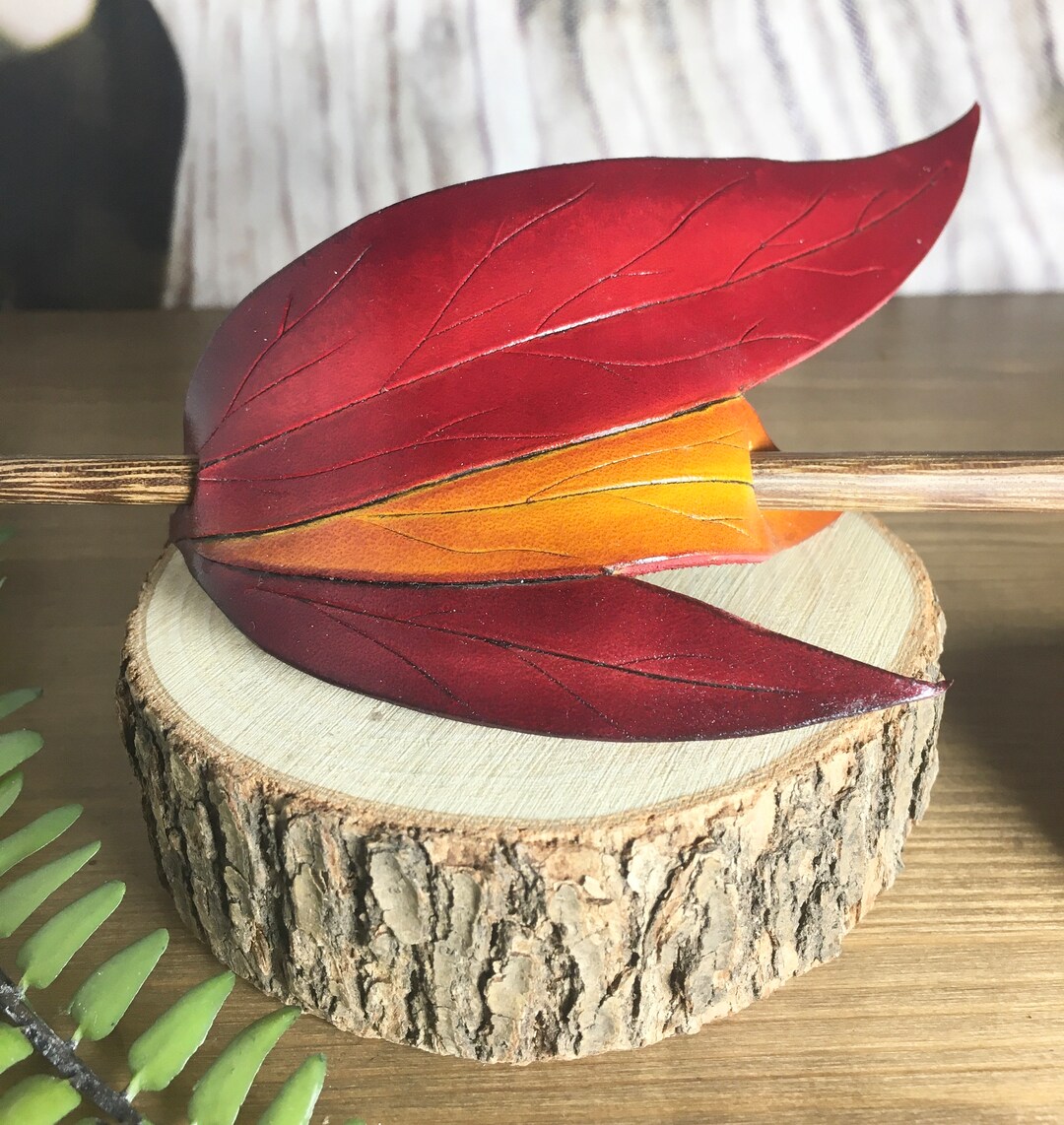 Genuine Handmade Leather Gum Leaf Hair Barrette - Etsy