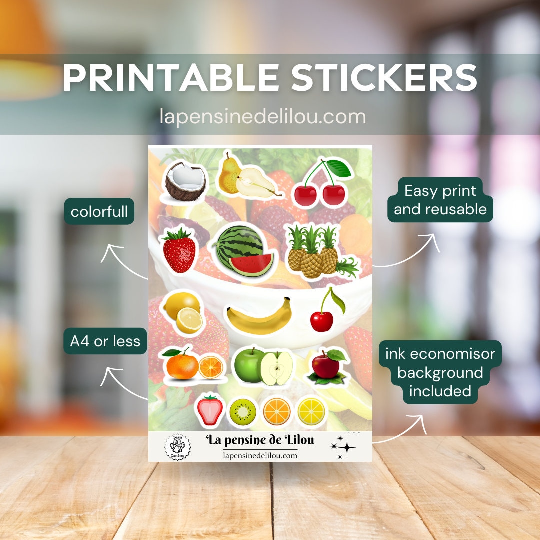 PRINTABLE Stickers, Print and Cut Your Own Stickers, Fruits Stickers ...