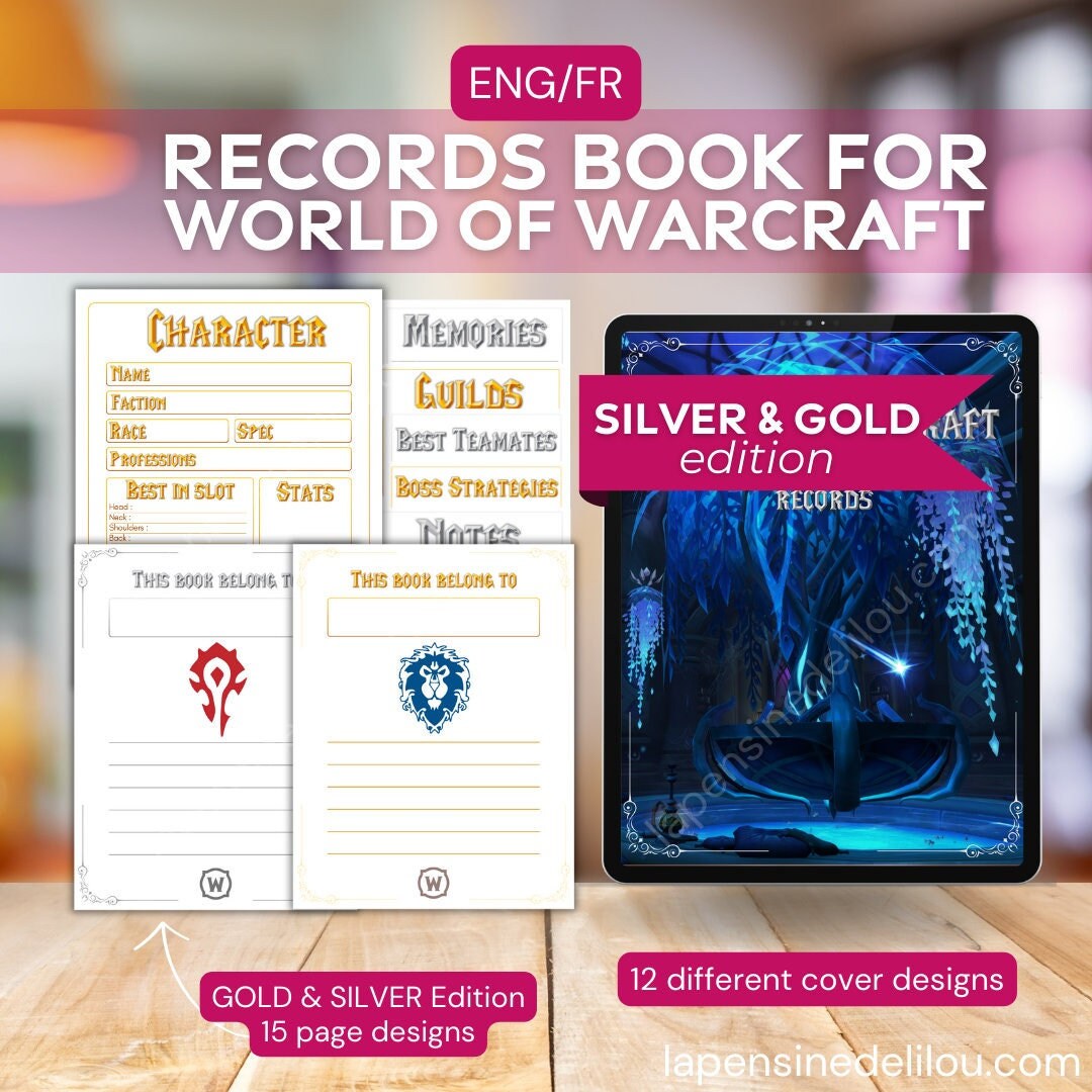 Printable Digital Notebook for WARCRAFT Fans | GOLD & SILVER Edition ...
